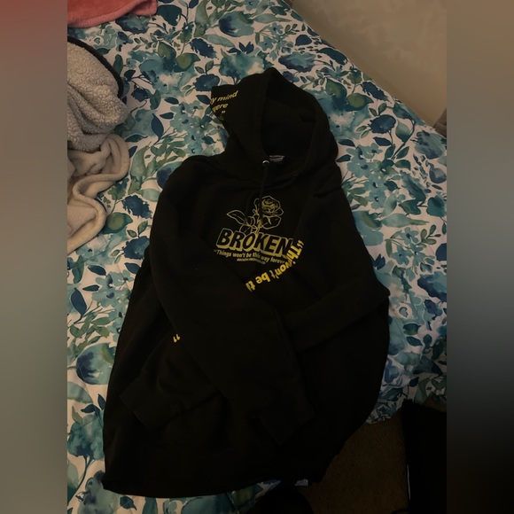 Tops | Emo Broken Promises Large Black Hoodie Used | Poshmark